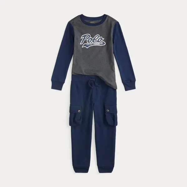 Ralph Lauren Logo Jersey Tee & Fleece Jogger Pant Set