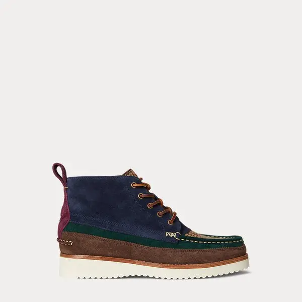 Ralph Lauren Ranger Suede & Wool Tweed Workboot - Tweed Colorblock