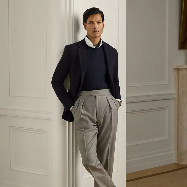 Ralph Lauren Hand-tailored Flannel Suit Trousers - Light Grey Heather