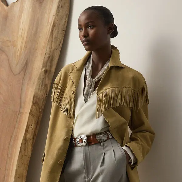 Ralph Lauren Ryland Fringe-trim Lamb-suede Jacket