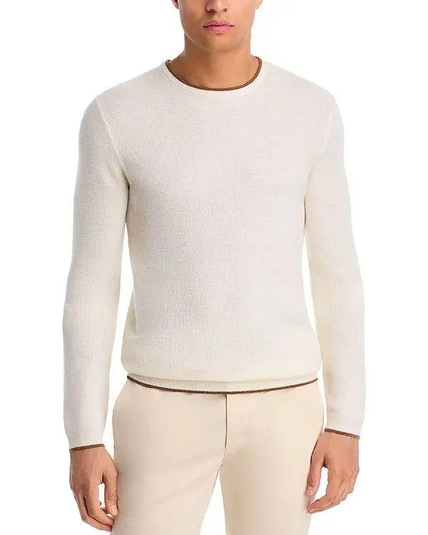 JACK VICTOR Belvedere Tipped Crewneck Sweater - Ecru
