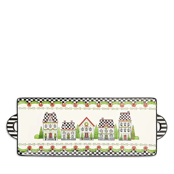MACKENZIE-CHILDS Holly Village Ceramic Rectangular Platter