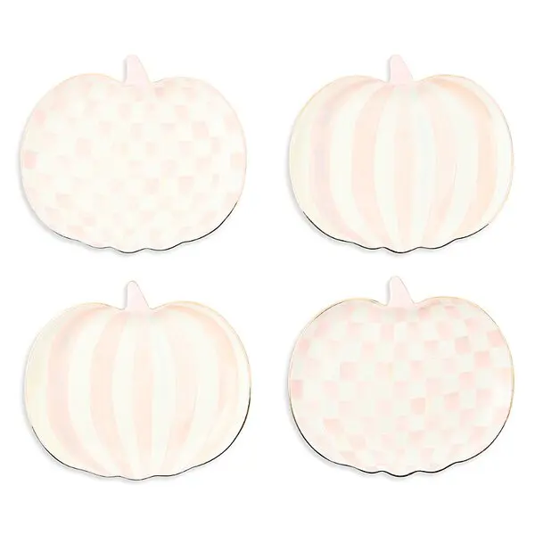 MACKENZIE-CHILDS Rosy Check Pumpkin Ceramic Dessert Plates, Set Of 4 - No Color
