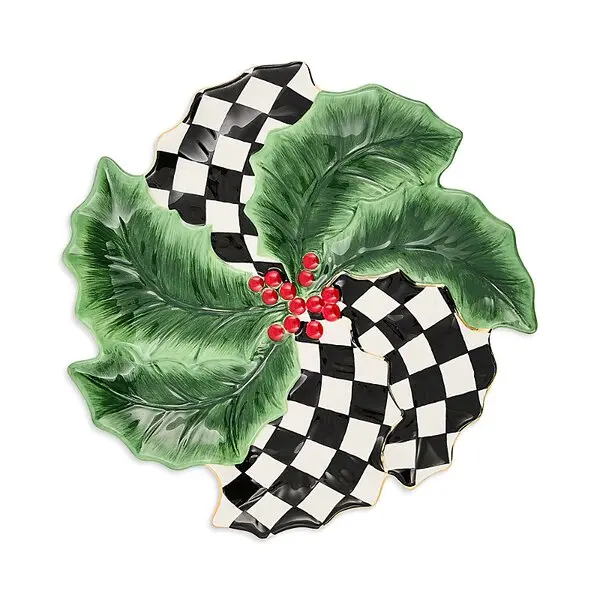 MACKENZIE-CHILDS Holly Leaf Ceramic Serving Platter