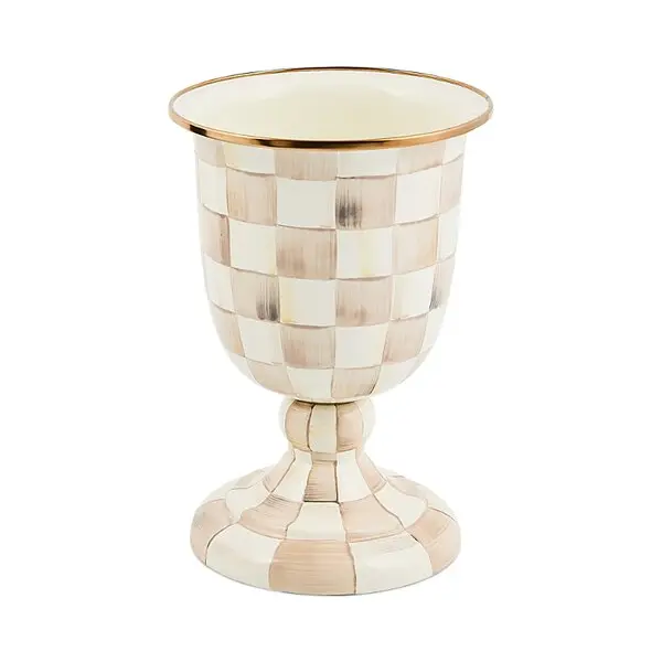 MACKENZIE-CHILDS Mocha Check Pedestal Vase - No Color