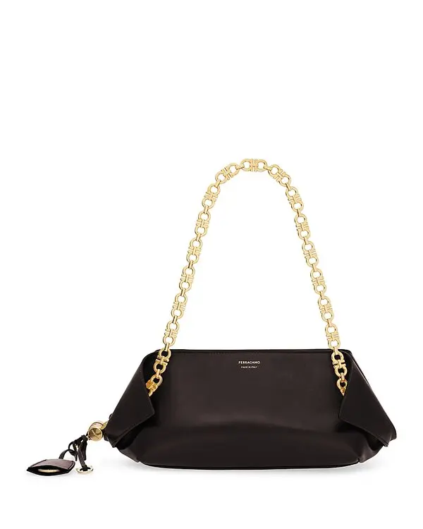 FERRAGAMO Scarf Leather Shoulder Bag - Testa Di Moro