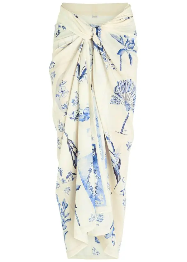 Agua Bendita X Andrea Wild Lavanda Floral-print Cotton-blend Sarong - Multicoloured