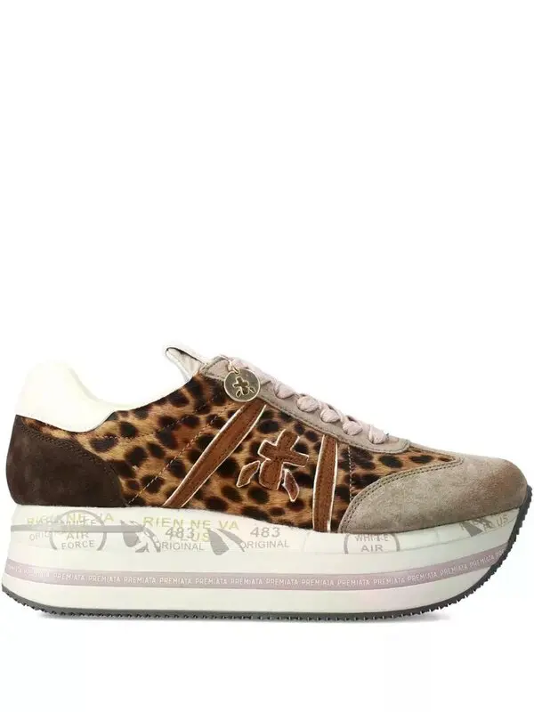 Premiata Leopard-print Platform Sneakers - Brown