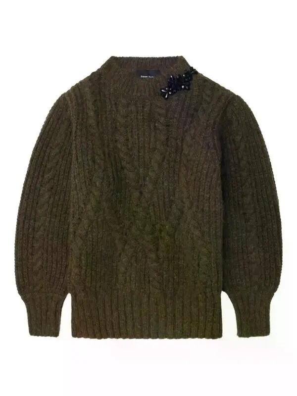 Simone Rocha Embellished Cable-knit Sweater - Green