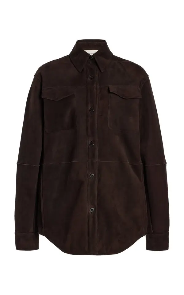 THE ROW Gwena Suede Shirt Jacket - Brown