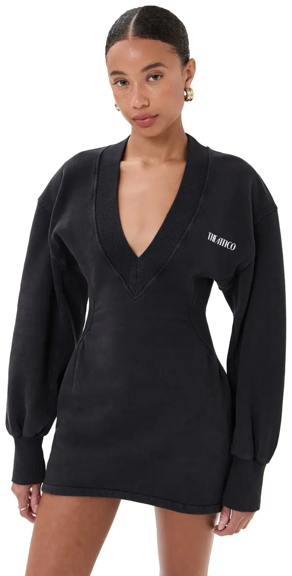 Attico Long Sleeve Mini Dress - Faded Black