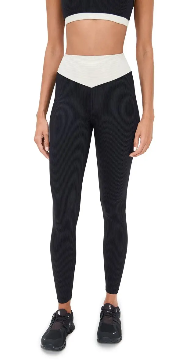 Year Of Ours Ribbed Dip Leggings - Black/cream