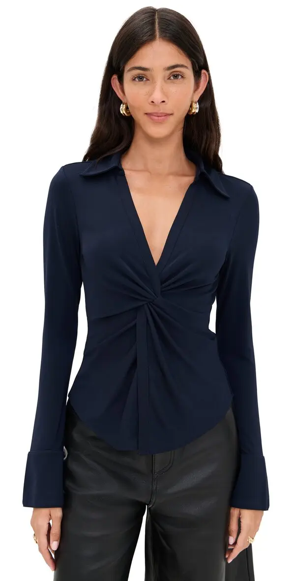 Cinq À Sept Matte Jersey Mckenna Top - Navy