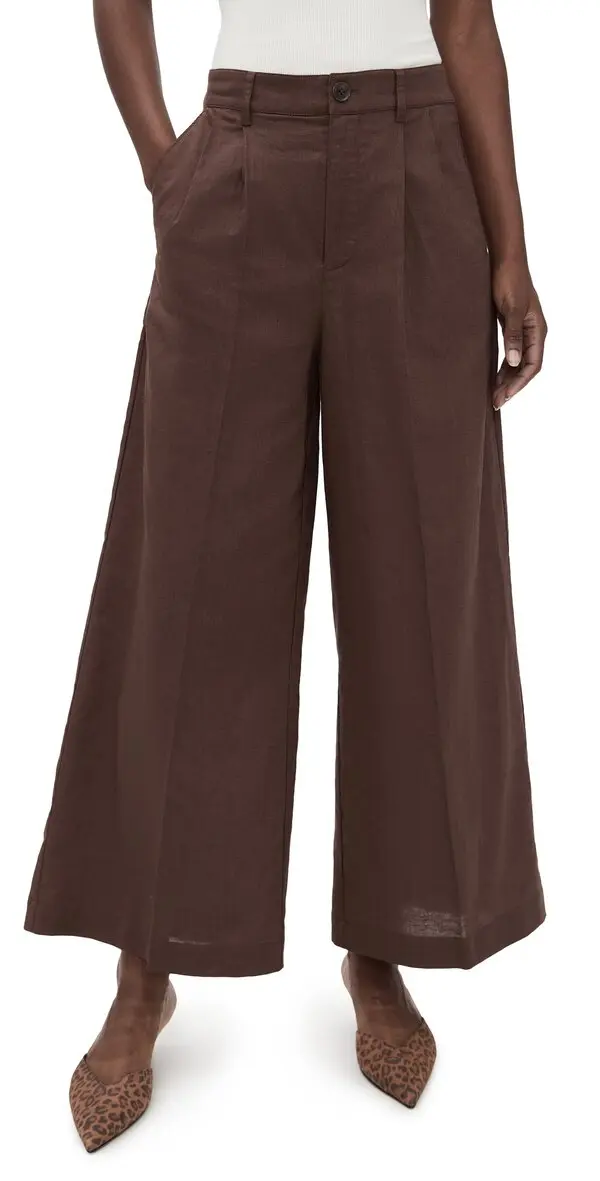 Paige Wide-leg Pleated Trousers - Tamarind