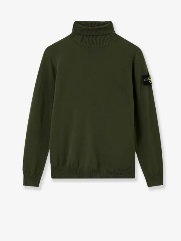 Stone Island Certified Virgin Wool Turtleneck Sweater - Green