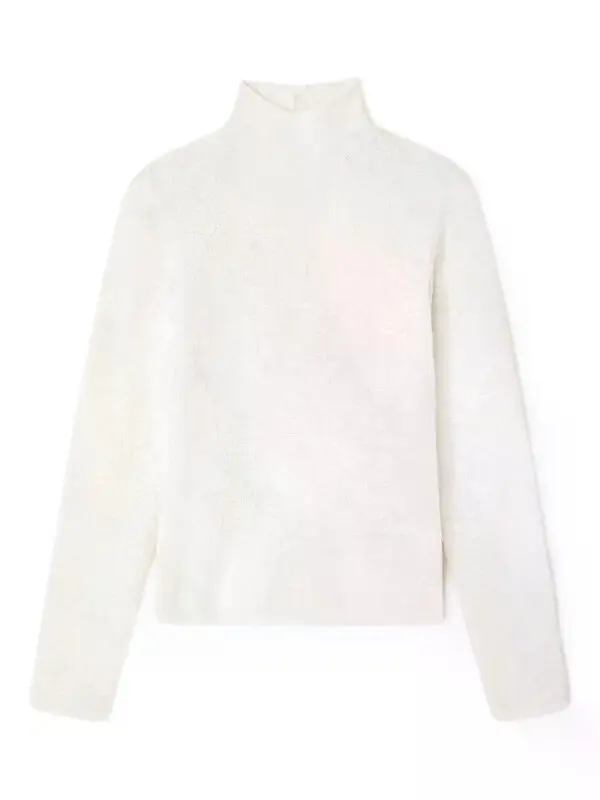 GANNI Flower Jacquard Mockneck Top - White