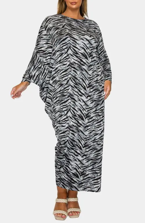 L I V D Mary J Asymmetric Long Sleeve Maxi Dress