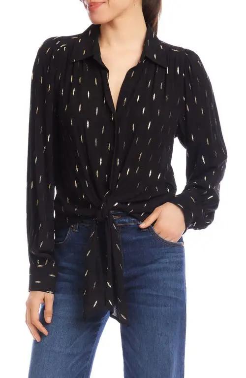 Karen Kane Metallic Tie-front Top