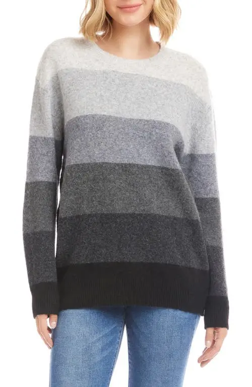 Karen Kane Ombré Stripe Colorblock Sweater - Gray
