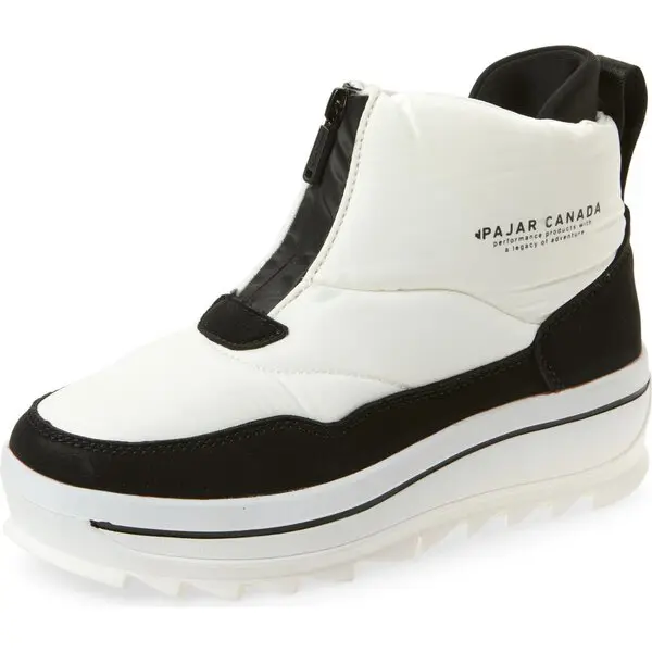 Pajar Gala Front Zip Waterproof Ankle Bootie - White/black