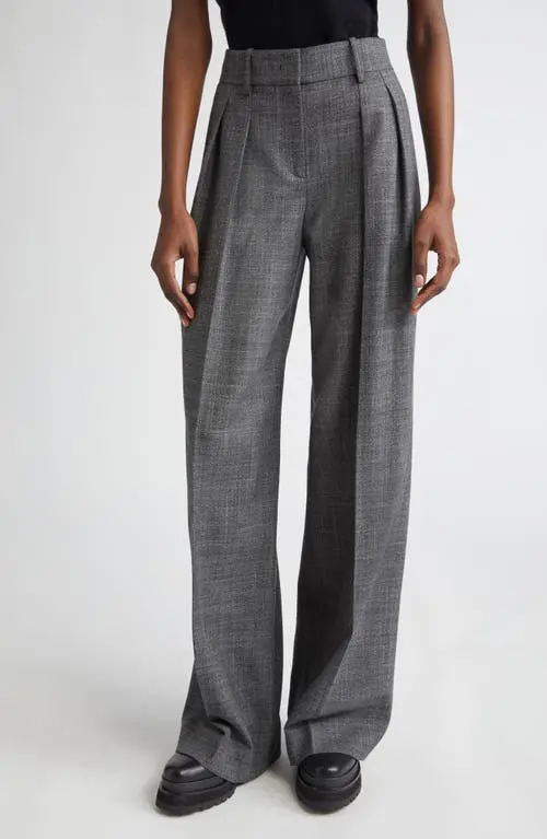 Michael Kors Pleated Slouch Wool And Silk Trousers - Graphite Multi
