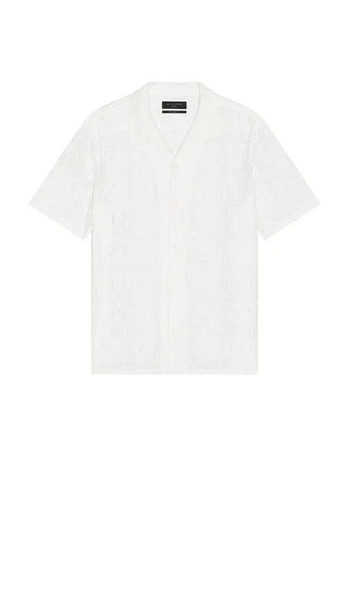 All Saints Netley Short Sleeve Shirt In White - Jetstream White