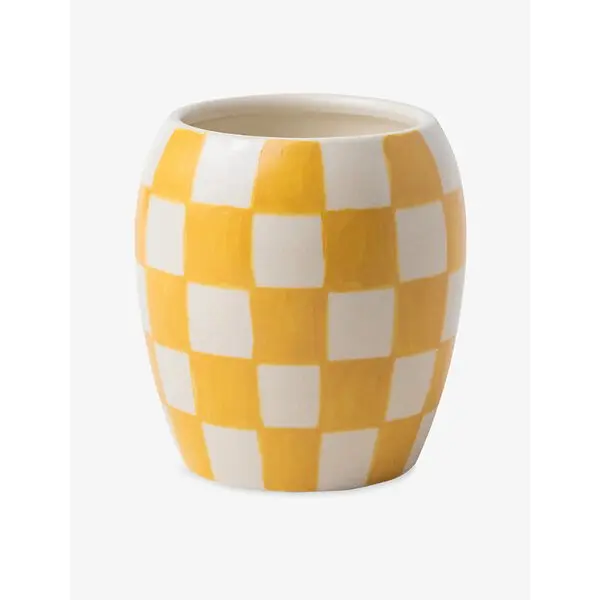 PADDYWAX Checkmate Golden Amber Scented Candle With Checkered Porcelain Vessel 311g