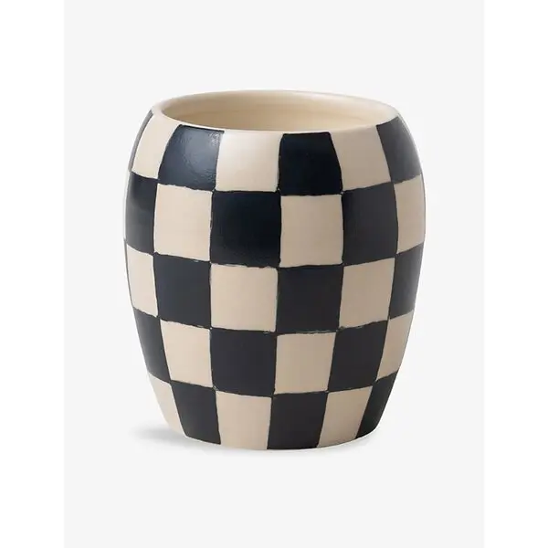 PADDYWAX Checkmate Black Fig + Olive Scented Candle With Checkered Porcelain Vessel 311g