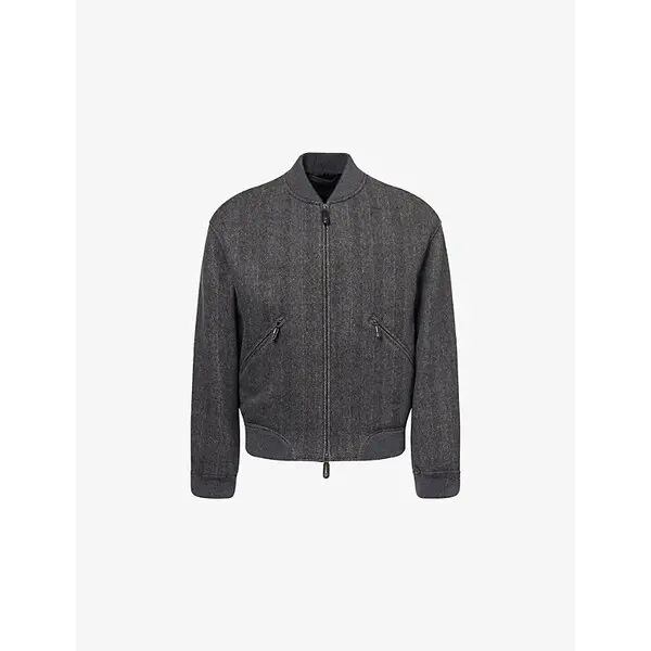 Giorgio Armani Herringbone Relaxed-fit Cashmere Jacket