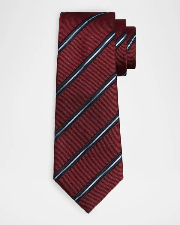Giorgio Armani Regimental Stripe Silk And Cotton Tie