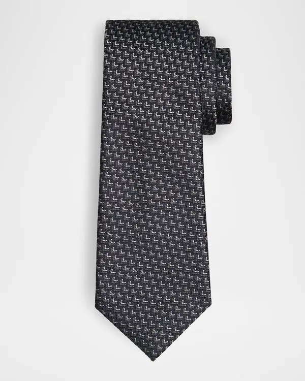 Giorgio Armani Micro-chevron Silk Necktie - Dark Blue
