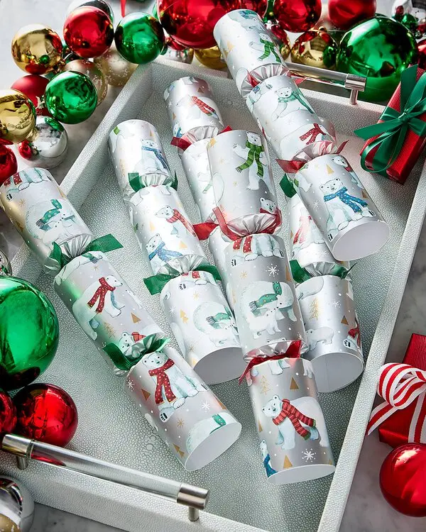 ROBIN REED Racing Polar Bear Christmas Crackers, Set Of 6