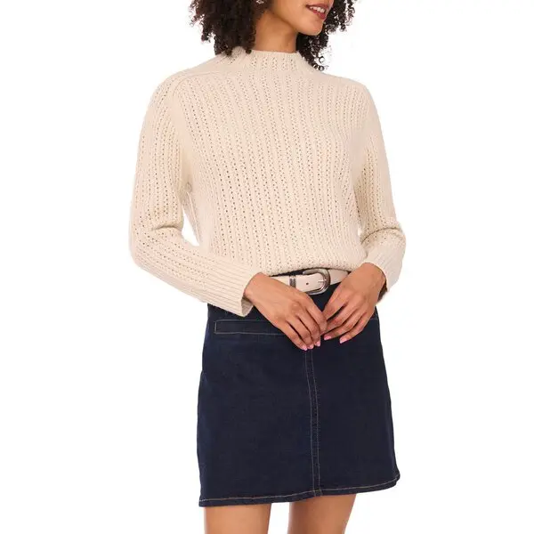 Vince Camuto Pointelle Funnel Neck Sweater
