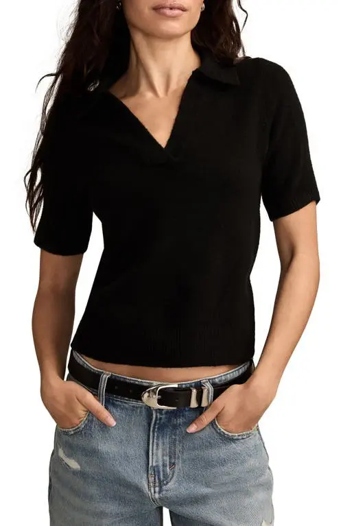 Lucky Brand Cropped Johnny Collar Top