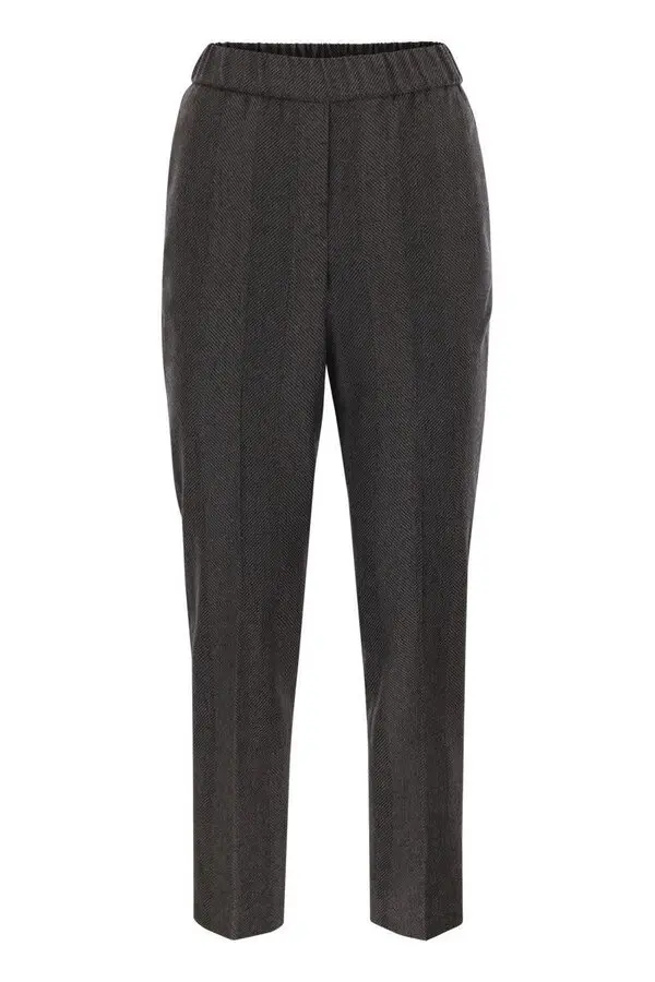 Peserico Stretch Virgin Wool Trousers - Grey