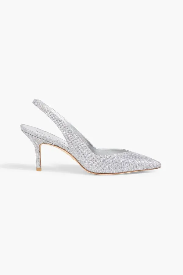 STUART WEITZMAN Eva 75 Lamé Slingback Pumps