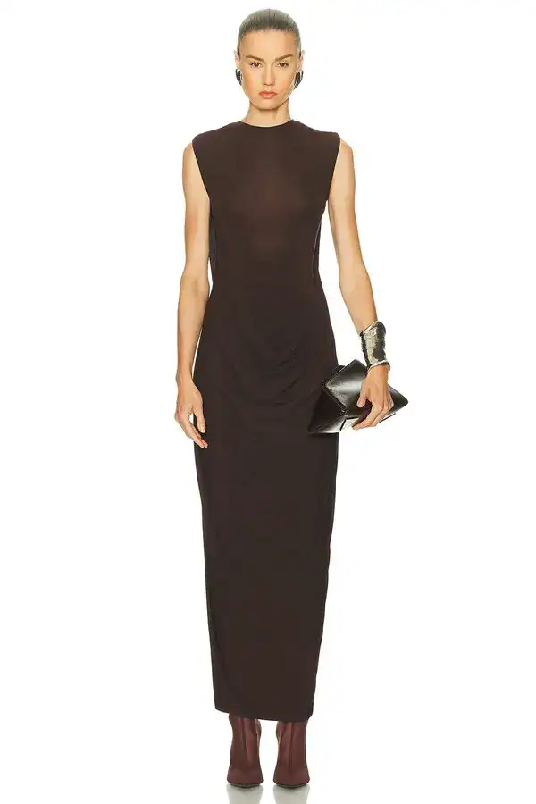 Jean Paul Gaultier Draped Sleeveless Maxi Dress - Brown