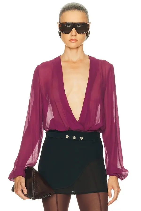 Attico Deep V Blouse - Plum