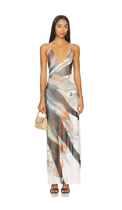 AFRM Romy Dress - Noir Leaf Lotus
