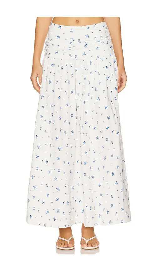 WeWoreWhat Ruched Waist Midi Skirt