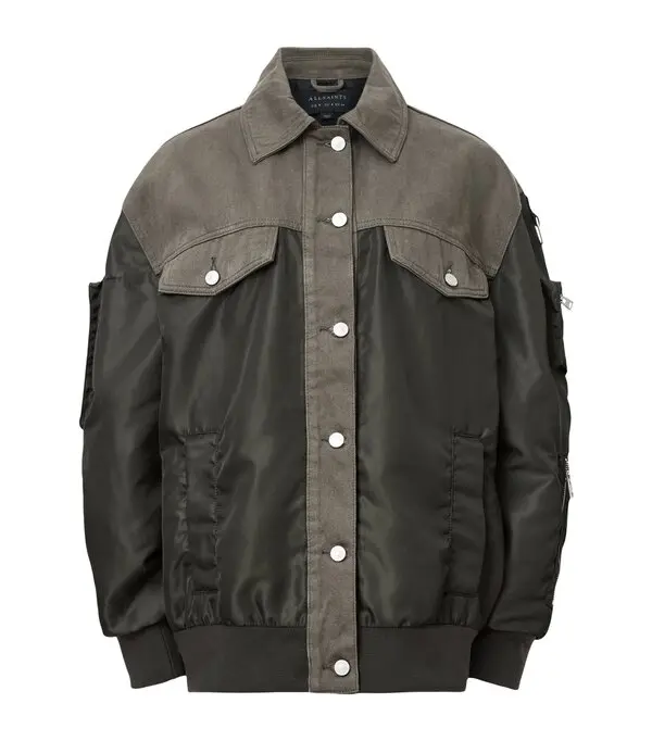 All Saints Hybrid Verity Bomber Jacket - Green