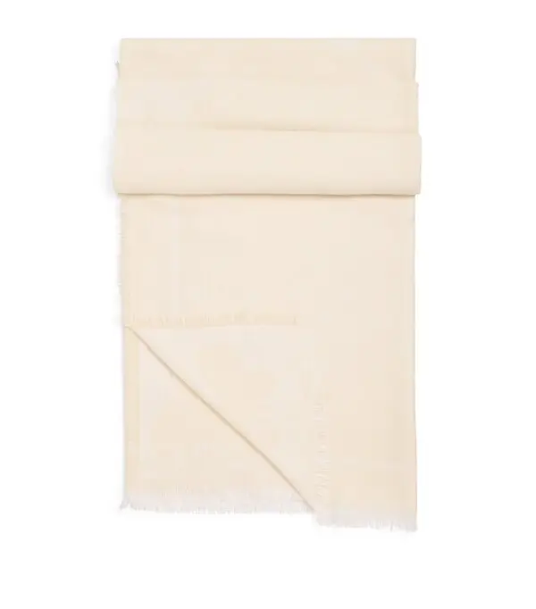 Max Mara Jacquard-knit Fringe Shawl - White