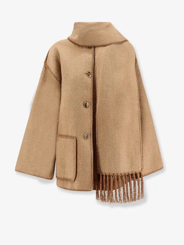 TOTÊME Embroidered Scarf Wool Blend Jacket - Brown