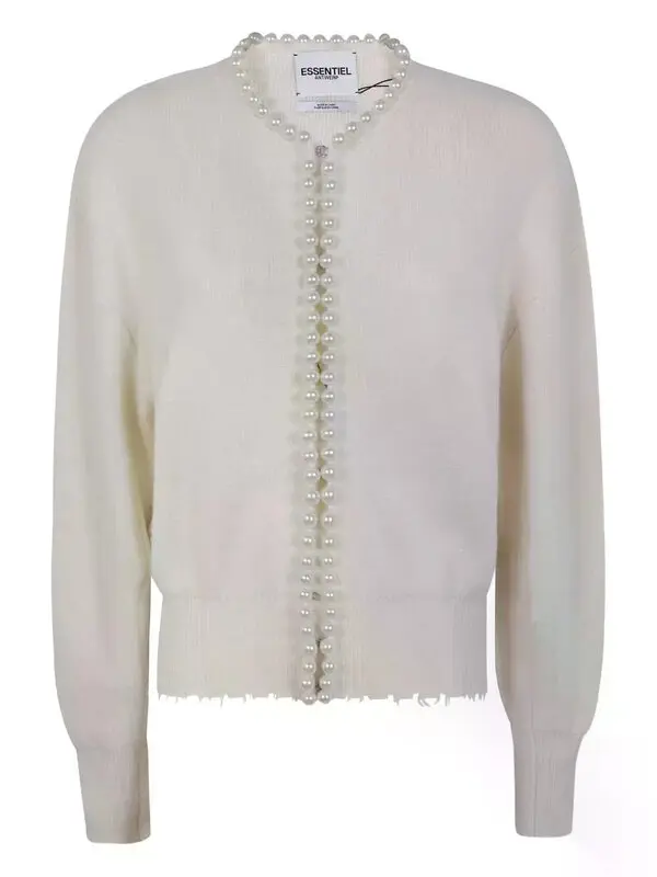 Essentiel Antwerp Pearl-embellished Frayed Cardigan - Neutrals