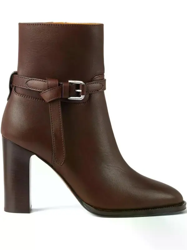 Ralph Lauren 90mm Donnely Buckle-strap Leather Boots - Brown