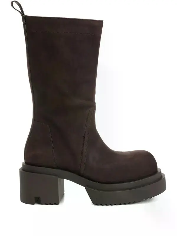 Rick Owens 60mm Platform Leather Boots - Brown