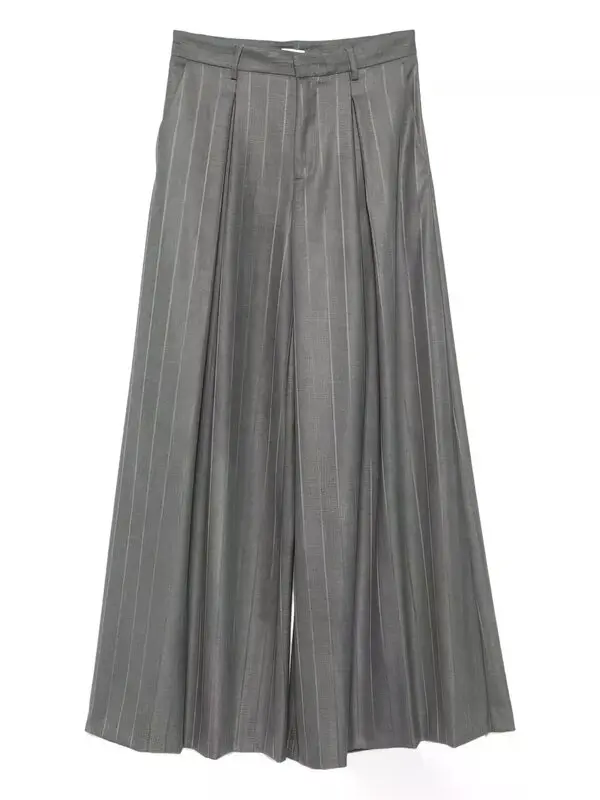 Andamane Pinstripe Pleated Trousers - Grey