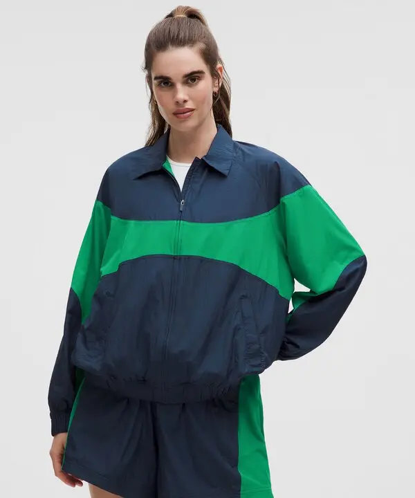 Lululemon Nylon Collared Track Jacket - Club Blue/raceway Green