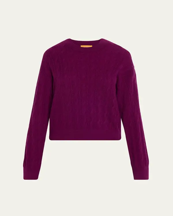 Guest In Residence Cashmere Cable Knit Collegiate Sweater - Dkpurp