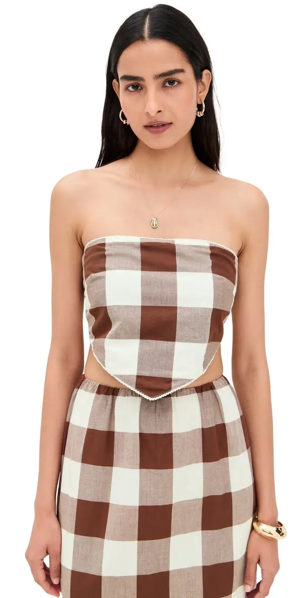 Posse Callie Tie Top - Mocha Gingham